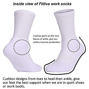 Fitliva Mid Calf Socks Socks Women Men Size 13-15 Steel Toe Boots Socks Ankle Protection 6 Pairs White