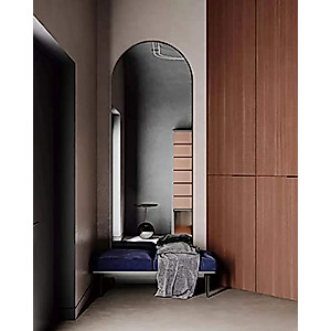 SHIGAKEN 65"×22" Arched Full Length Mirror, Aluminum Alloy Framed, Floor Mirror, Full Body Mirror, Large Arched Wall Mirror - Black