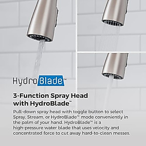 Pfister Miri 2.0 Kitchen Faucet with Pull Down Sprayer and Soap Dispenser, Single Handle, High Arc, Spot Defense Stainless Steel Finish, F5297MRRGS