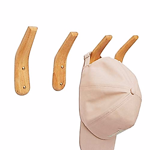 TAMMYA Natural Wooden Wall Hooks for Hanging Coats Hats Bags in Minimalist Style Decorative Vintage Single Organizer Hangers Easy to Install Large Loading Capacity Water Resistant (4 PCS)
