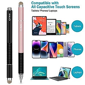 CCIVV Stylus Pen 2 in 1 Fine Point & Mesh Tip for Touch Screen, Compatible for Tablet and Cellphone (1Pc, Rose Gold)