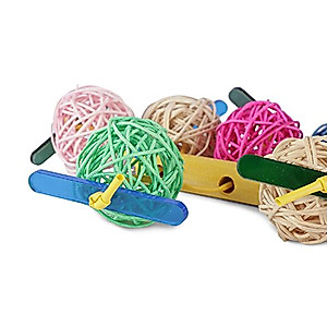 Messar 2 Pack Bird Chew Toys with Bells for Parrots Lovebirds Hanging Cage Toy