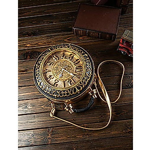 Pu Leather Handbags Fashion Real Clock Shoulder Bag Casual Women Evening Crossbody Bags,Retro Vintage Steampunk Female Messenger Bags for Women Girls (A)