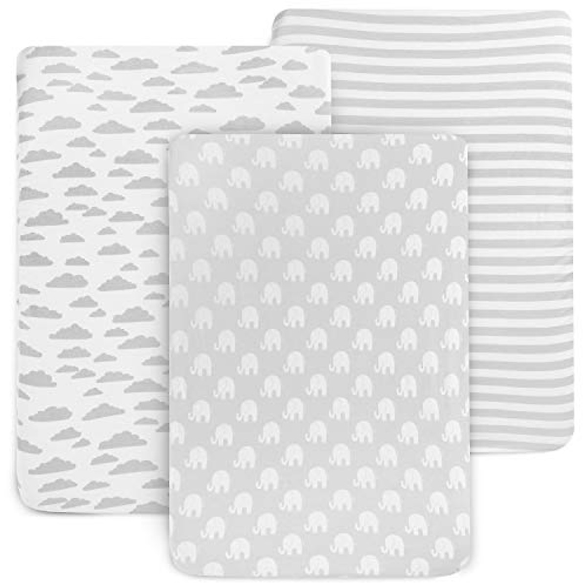 Pack n Play Sheets – Premium Pack and Play Sheets 4 Pack – 100% Super Soft Jersey Knit Cotton Playard Mattress Sheets – Portable Playpen Fitted Play Yard Mini Crib Sheet For Boy & Girl (24 x 38 x 5)