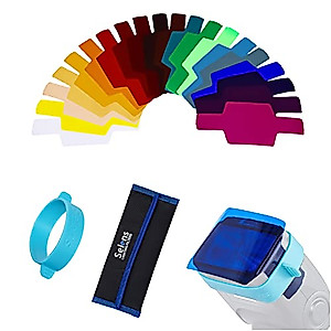 Selens Universal Flash Gels Lighting Filter SE-CG20-20 pcs Combination Kits for Camera Flash Light Strobe Light, Color Correction Filter Color Gels for Speedlight
