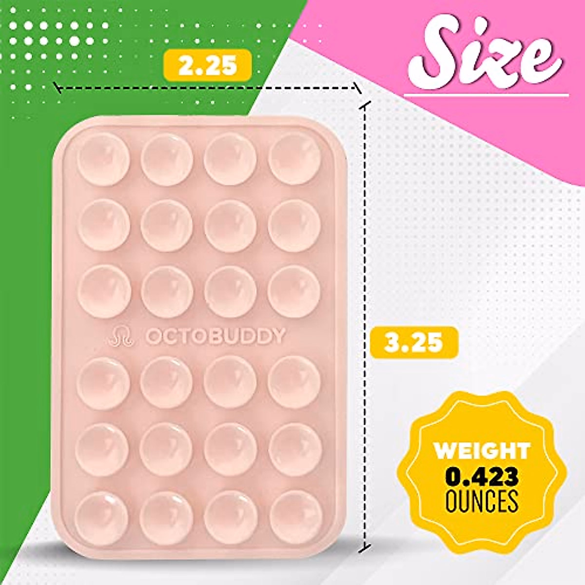 || OCTOBUDDY || Silicone Suction Phone Case Adhesive Mount || (iPhone and Android Cellphone case Compatible, Hands-Free Mobile Accessory Holder for Selfies and Videos) Fidget Toy (Chalk Pink)