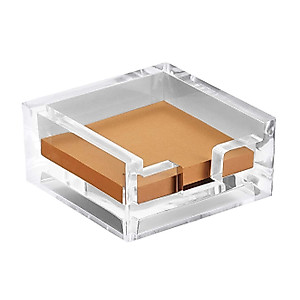 Modern Innovations 3 x 3 Crystal Clear Acrylic Notepad Holder W/O Pads - Sticky Notes Holder - Sticky Notepad Holder Perfect for Dorm Room and Office Desk Organization
