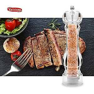 Kaiciuss Salt Pepper Grinder Mill Arcylic,the Best Peppercorn Grinder with Adjustable Mill-Clear