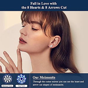 Moissanite Stud Earrings, Brass, Moissanite