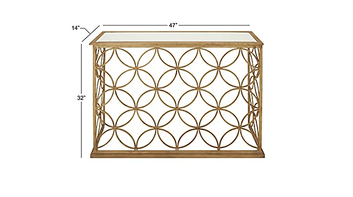 Deco 79 Gold Geometric Console Table - Elegant Mirrored Top, 47"