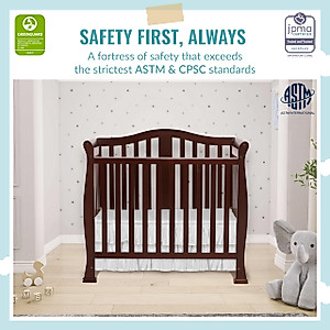Dream On Me Addison 4-in-1 Convertible Mini Crib in Espresso, Greenguard Gold Certified, Non-Toxic Finishes, Built of New Zealand Pinewood, Comes with 1” Mattress Pad
