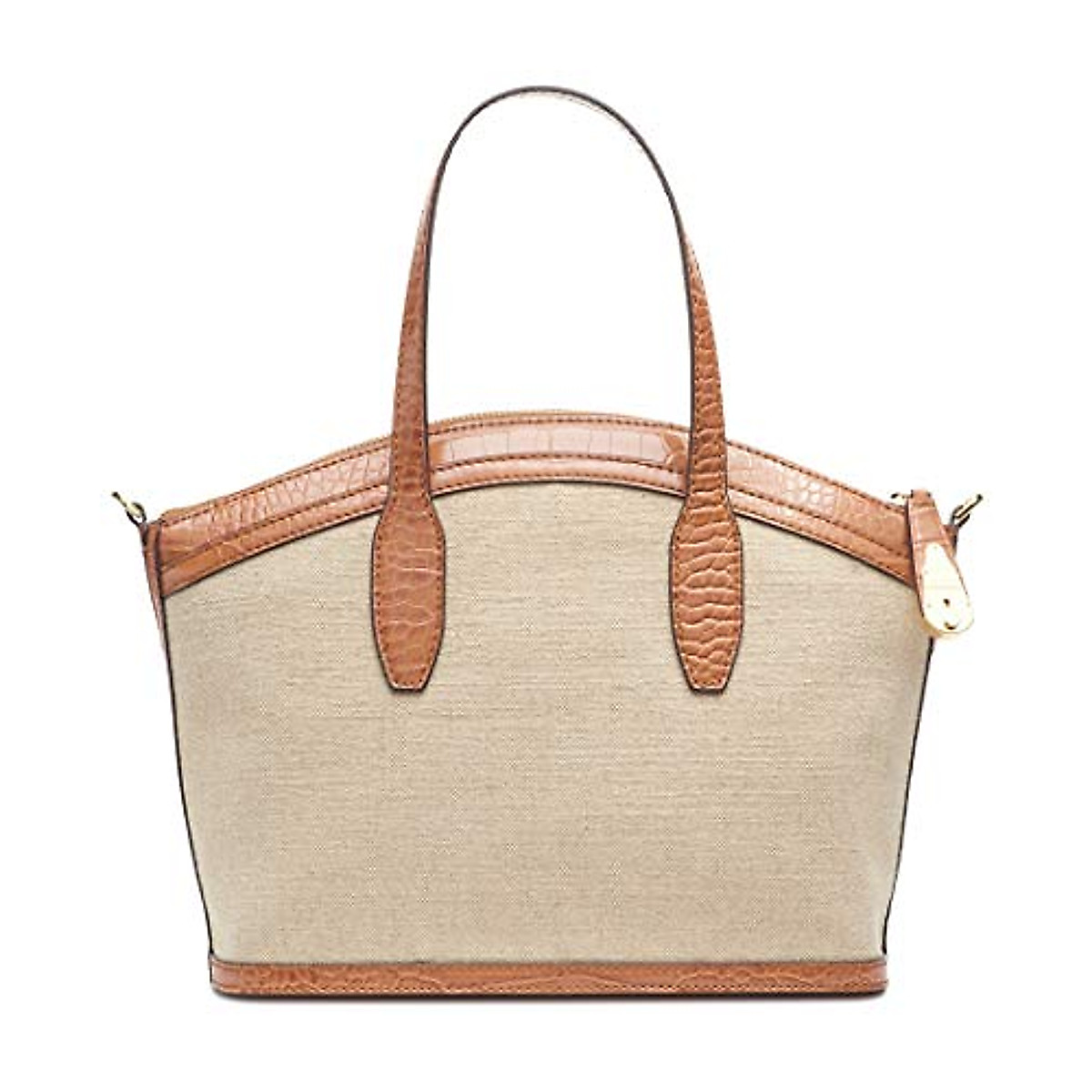 Calvin Klein Statement Series Lock Daytonna Leather Top Zip Satchel, Natural