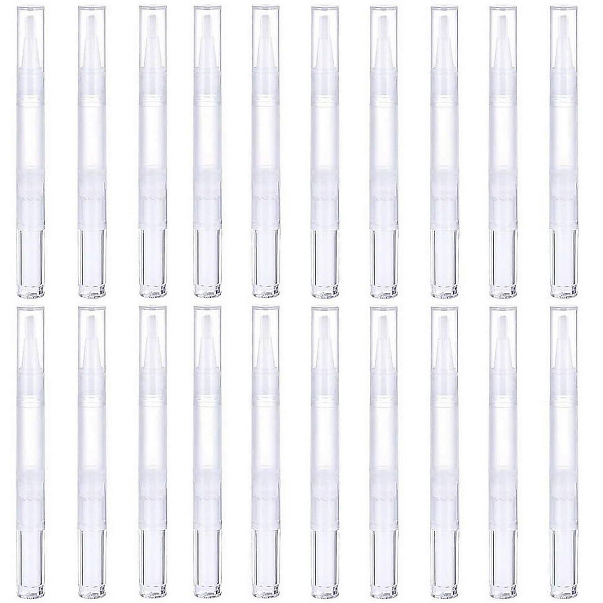 AyeVision SUEIANNMN 20Pcs Transparent Twist Pens,3ml Nail Twist Pens Empty Transparent Nail Oil Pen with Brush Empty Cuticle Oil Pen Cosmetic Container Pen for Lip Gloss Eyelash Growth Liquid