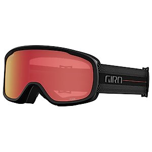 Giro Roam Asian Fit Ski Goggles - Snowboard Goggles for Men, Women & Youth - Black Techline Strap with Amber Scarlet/Yellow Lenses
