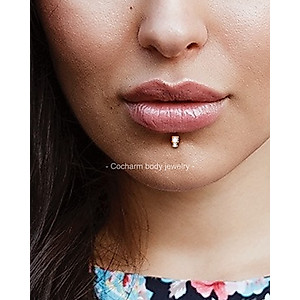 COCHARM 14K Gold Cartilage Earring Stud Yellow Gold 16g Flat Back Cartilage Earrings 14K Solid Gold Push in Cartilage Piercing Threadless Labret Stud Gold Medusa Studs