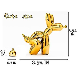BOIHEGU Gold Pooping Balloon Dog Sculpture Décor, Gold Tiny Figurines Home Décor Cute Novelty Gift, Shiny Gold Accent Decorative Object Nick Nacks for Coffee Table Decoration(Gold)