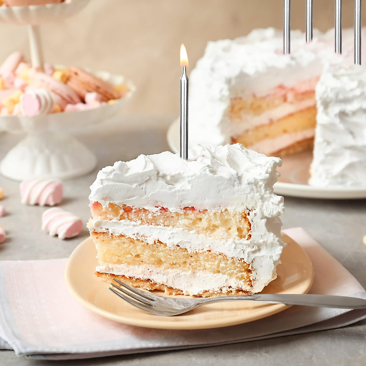 Sweet 16 Cake Toppers Rhinestone Birthday Cake Topper, 20 Pcs Metallic Birthday Candles Sweet 16 Cake Candles Sweet 16 Birthday Decorations Happy Birthday Candles for Cake Birthday Decor (Silver)