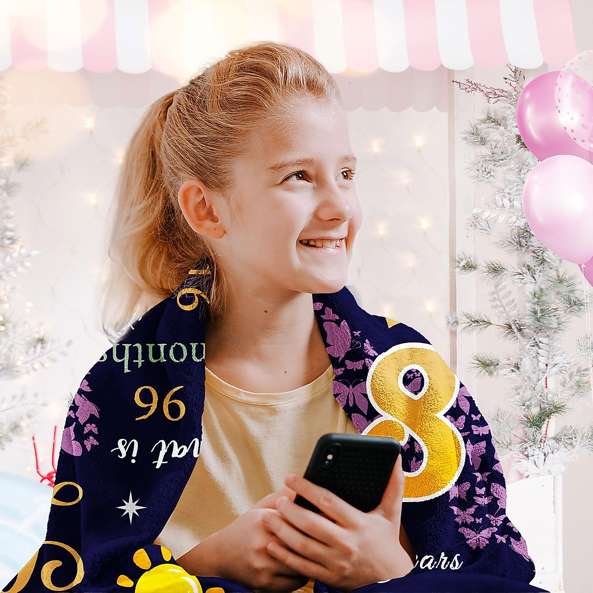 8 Year Old Girl Birthday Gifts Blanket 60 x 50 inch, Best Presents for 8 Year Old Girls, Eight Year Old Girl Gifts, Girls Age 8 Gift Ideas, 8 Yr Old Girl Gift, 8th Birthday Decorations for Girls