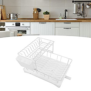 2 Tier Dish Drying Rack Dish Rack for Kitchen Counter Multifunctional Dish Drainer with Utensil Holder for Dishes, Knives, Spoons, and Forks Organizer Shelf
