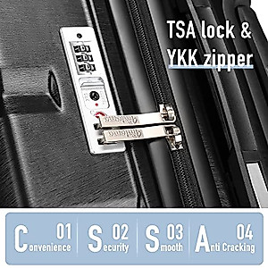 Joyway Luggage Sets 2 Piece Suitcase Set with Spinner Wheels, Large Hard Shell Luggage with TSA Lock (BLACK,20/28IN,8PCS)