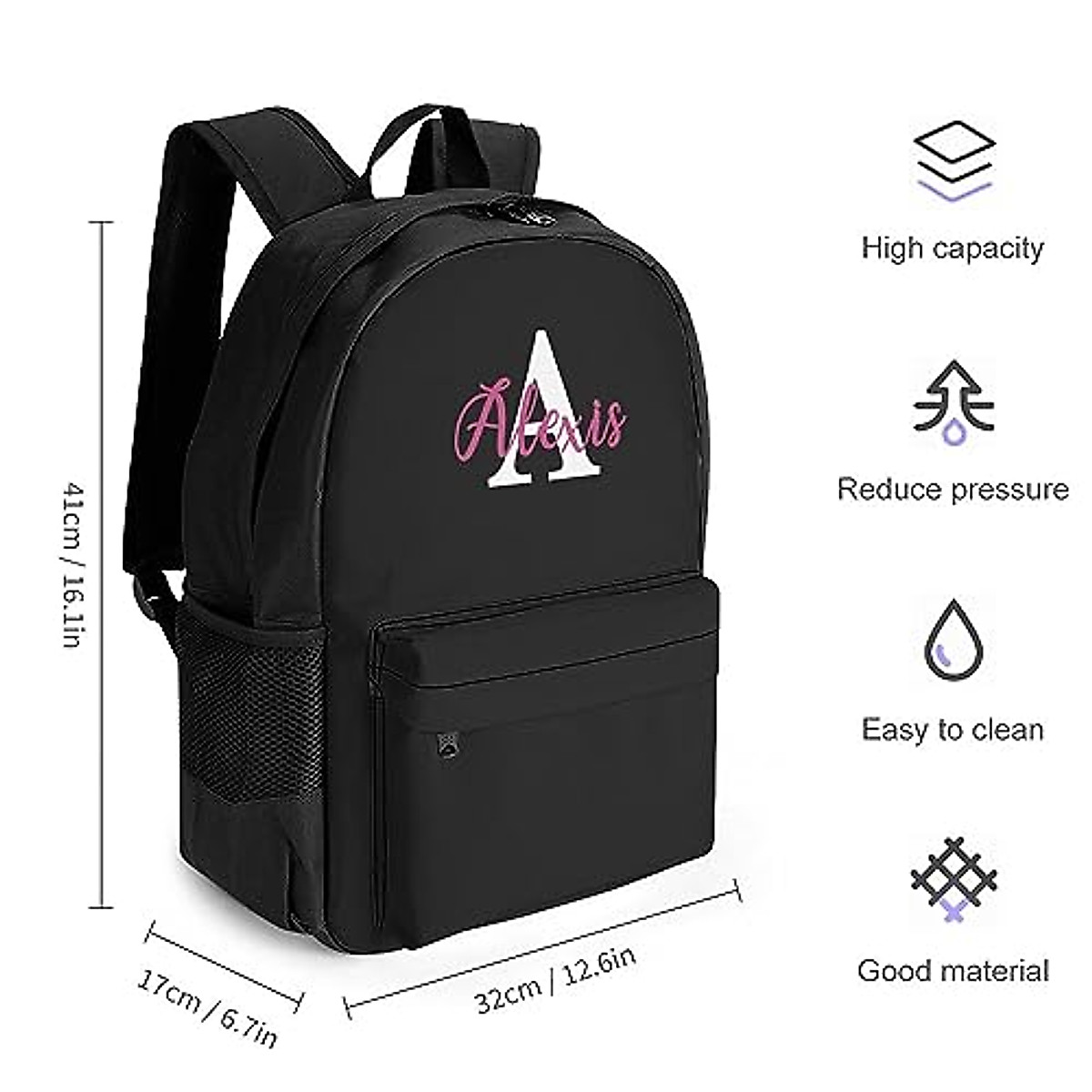 Custom Backpack Personalized Backpack With Add Your Name/Text,Casual Shoulder Bag Customize Travel Laptop Backpack for Women