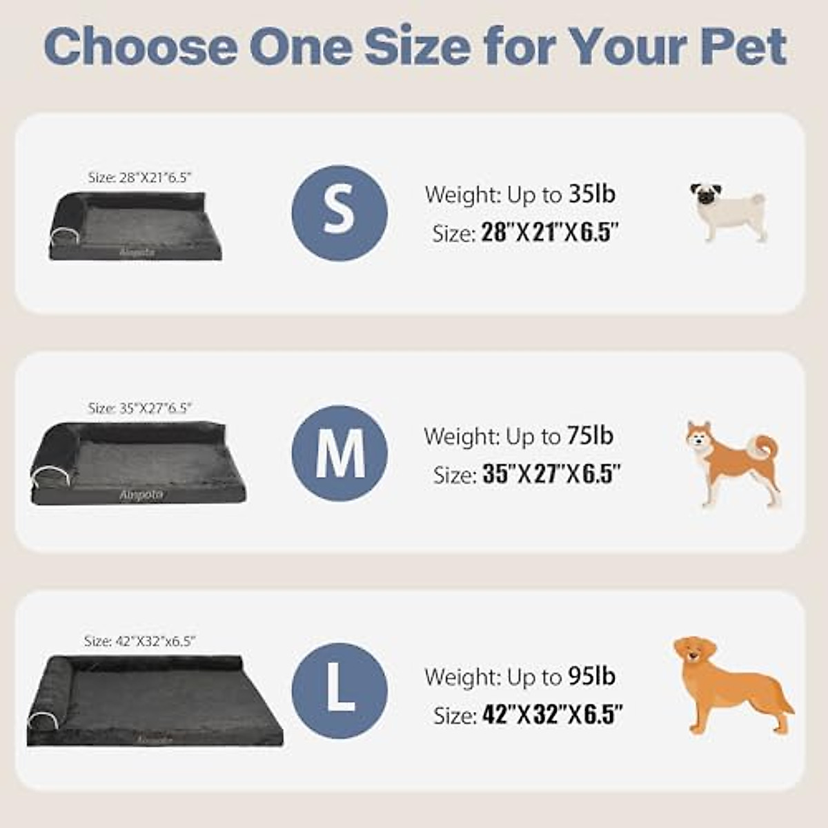 Ainpota Dog Bed Orthopedic Dog Beds for Large Dogs Plush L-Shaped Dog Couch with Removable Washable Cover, Eggs Crate Foam Pet Bed with Waterproof Lining, Dog Sofa for Giant Dog Up to 55lb