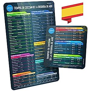Air Fryer Magnetic Cheat Sheet Set, Air Fryer Accessories Cook Times, Airfryer Accessory Magnet Sheet Quick Reference Guide for Cooking and Frying (Spanish)