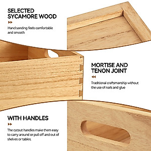 KIRIGEN Nesting Wood Crates with Handles Set of 3 - Farmhouse Decor Wooden Storage Containers/ Portable Rolling Tray Basket/ Crates Decorative Boxes Natural 3TH-NA