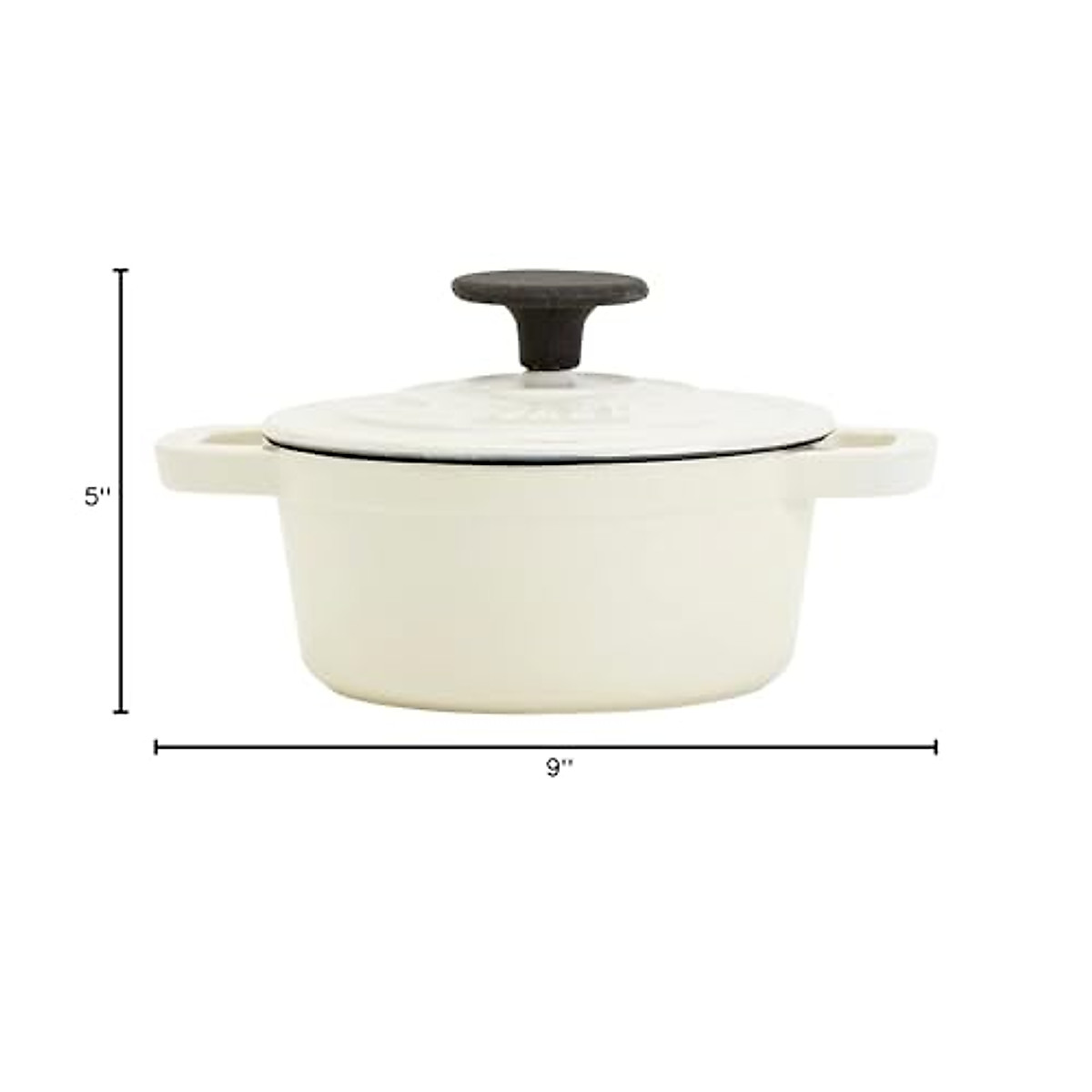 Smith & Clark 1-Quart Enameled Cast Iron Dutch Oven Pot with Lid, Ivory White