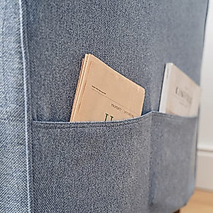 Mellow HANA Modern Linen Fabric Loveseat/Sofa/Couch with Armrest Pockets, Dusty Blue