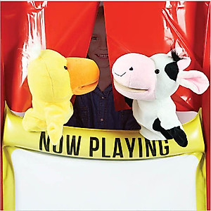 Upper Midland Products Inflatable Puppet Theater and Drive Thru - Puppet Show Theater for Kids with Dry Erase Board - Puppet Show for Kids- Reversible Toddler Drive Thru Play - 28" x 20" x 41"Inches