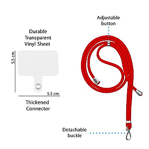 TEC 5 Pieces Universal Cell Phone Lanyards Adjustable Detachable Nylon Neck Crossbody Lanyard Dark Colors (Black, Gray, Navy Blue, Green & Red) 5 Pieces Transparent Card Pads for Most Smartphones