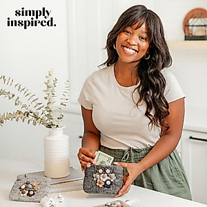 Handmade Wool Flower Makeup Bag - Small Zip Pouches for Organizing Cosmetics, Coins, Jewelry, Skincare Products, Toiletries - Travel Floral Makeup Pouch Organizer Is a Great Gift for Women - Set of 3