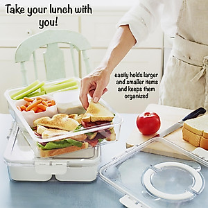 Gorgania 2 Pack Divided Serving Tray with Lid and Handle, Travel Snack Box Charcuterie Container for Portable Snack Platter, 8+4 Compartments Stackable Clear Snack Tray for Veggie, Candy, Nuts