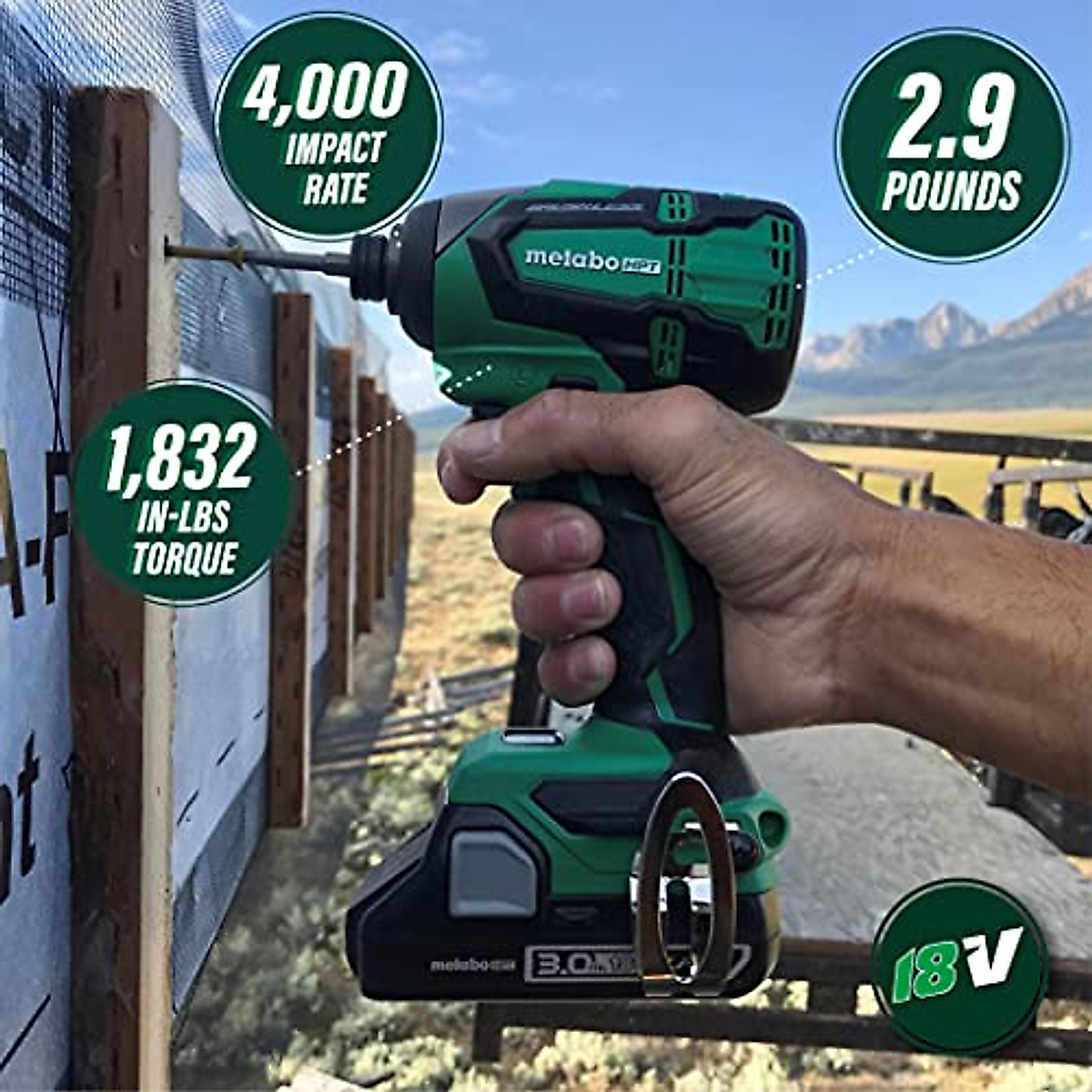 Metabo HPT WH18DBFL2T 18V Cordless Impact Driver | Includes 2 Batteries (1) 36V/18V Multivolt 5.0Ah & (1) 18V Compact 3.0Ah Battery | 1,522 in-lbs of Torque | Up to 3,100 Rpm 3,400 BPM | Brushless