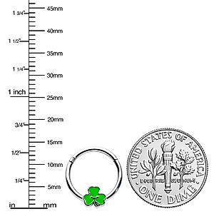 Body Candy 16G Steel Hinged Segment Ring Seamless Cartilage Nipple Ring Sweet Happy Shamrock Nose Hoop 3/8"