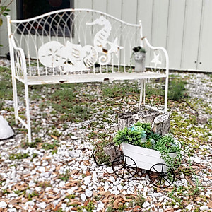 Zeckos Charming White Enamelware Metal Farmhouse Style Decorative Wagon Garden Planter - Rustic Elegance for Gardens, Patios and Porches - Indoor/Outdoor - 19.5 Inches Long