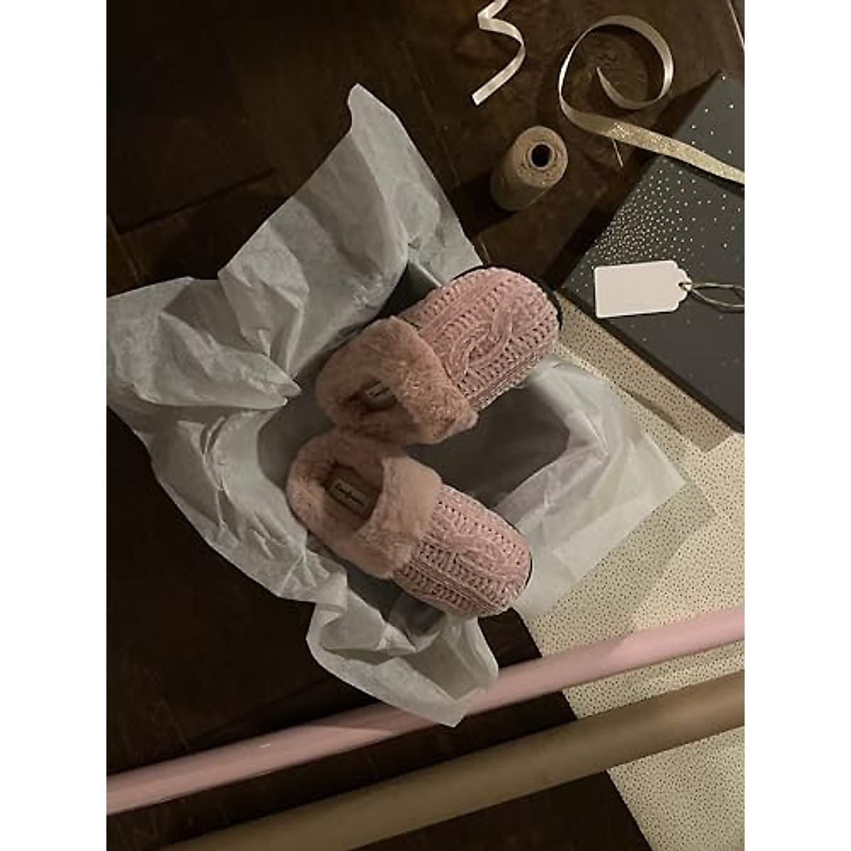 Dearfoams womens Claire Marled Chenille Knit Clog Slipper, Pale Mauve, Large US