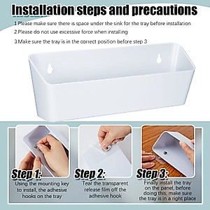 2 Pack Tip Out Tray for Sink with Hinges 11 Inch Front Sink Drawer Tip Out Tray Kit False Drawer Front Clips Flip Sponge Holder for Kitchen, White