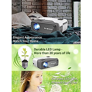 Portable WiFi Projector 4K with Bilateral Bluetooth for Phone,7000LM Native 1080P Home Theater Projector,Smart Outdoor Movie Projector with Android 9.0/Zoom/Auto Flip for Fire Stick,PS5,DVD,Laptop,PC