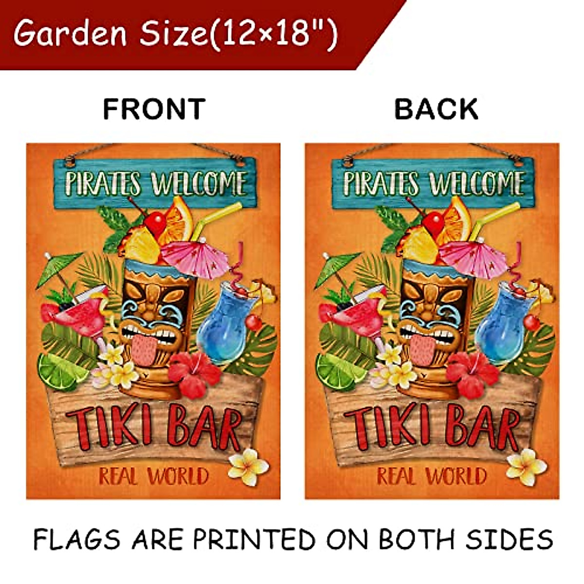 Selmad Pirates Welcome Summer Tiki Bar Hawaiian Tropical Decorative Garden Flag, Aloha Hawaii Outdoor Small Double Sided Yard Decor, Home Beach Outside Decorations 12 x 18
