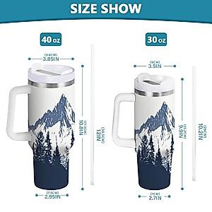 Jihqo Graffiti Mountain Tree 40 oz Stainless Steel Vacuum Insulated Tumbler with Handle and Straw Lid, Leakproof Water Bottle Double Wall Travel Mug Coffee Cup, Cupholder Friendly