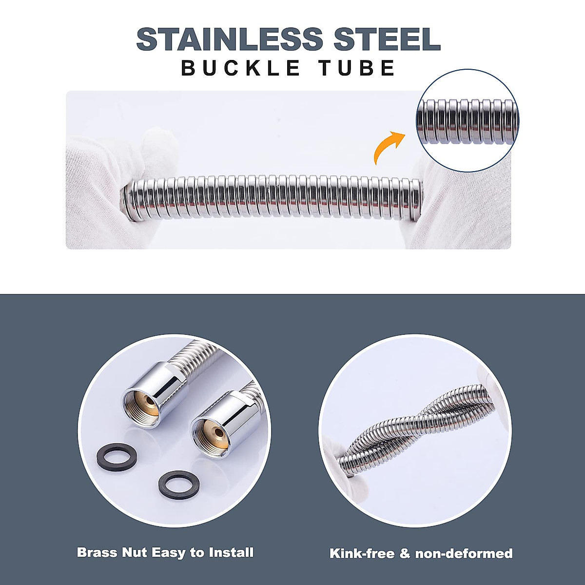 iVIGA 18.5" Commercial Sink Faucet Sprayer Hose, Pre-rinse Sprayer Hose for Commercial Kitchen Sink Faucet, 18.5 Inch Stainless Steel Flexible Hose Replacement Kit for Restaurant Industrial Dishwasher