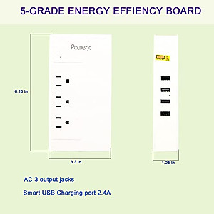 Powerjc Step Down Power Adapter Voltage Converter 220V to 110V 1500w with Smart 4 Port USB Charging