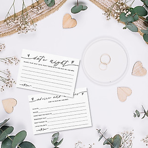 Advice And Wishes Card Set For The New Couples Mr And Mrs, 15 Wedding Advice Cards And 15 Date Night Cards Cards For Bride, Groom, Newlyweds, Wedding Supplies，Bridal Shower Party(4X6 Inches Off-white)-B01