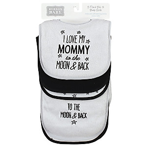 Hudson Baby Unisex Baby Cotton Terry Bib and Burp Cloth Set, Mom Dad Moon And Back, One Size