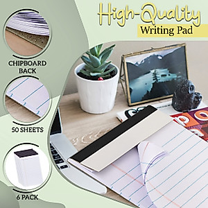Emraw White Jr. Perforated Edge Legal Ruled Universal 50 Sheets Letter Writing Pad- 50 Ct. 5" x 8" inch (Pack of 6)