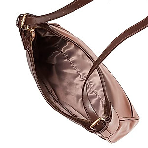 Women's Vegan Leather Hobo Crossbody Shoulder Bag Handbag Purse (Brown)