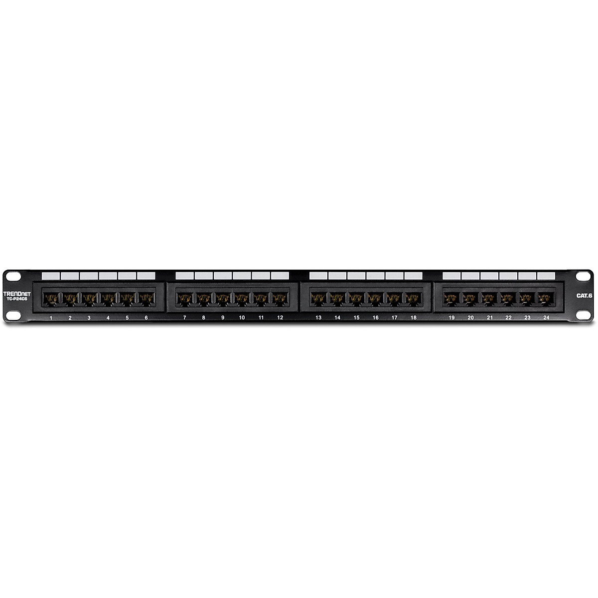 TRENDnet 24-Port Cat6 Unshielded Patch Panel, Wallmount or Rackmount, Compatible with Cat3,4,5,5e,6 Cabling, for Ethernet, Fast Ethernet, Gigabit Applications, Black, TC-P24C6 (Pack of 1)
