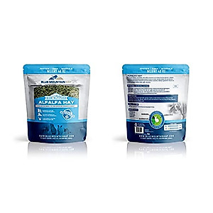 Blue Mountain Hay | 15 oz. Fresh Alfalfa Hay | Available in 15 oz. & 40 oz. Pouches | Nutritious, Delicious Meal Or Snack for Rabbits, Guinea Pigs, Hamsters, Gerbils, Rats, and Other Small Pets